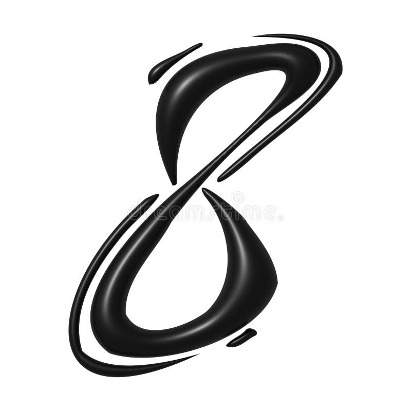 Black Unique Calligraphic Numeral EIGHT 8 - 3D Illustration Stock ...