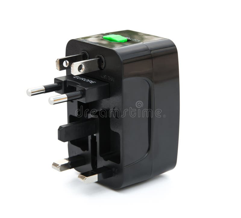 Black universal adapter stock photo. Image of international - 34436434