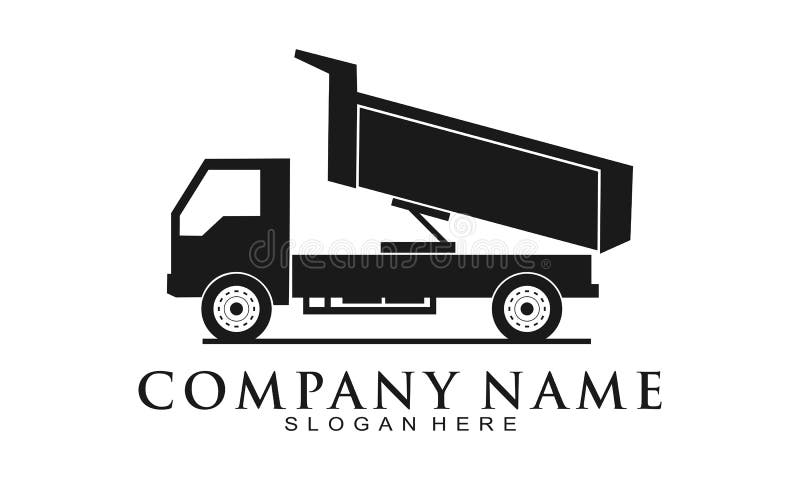 Black Unloading Dump Truck Vector Logo Stock Vector - Illustration of ...