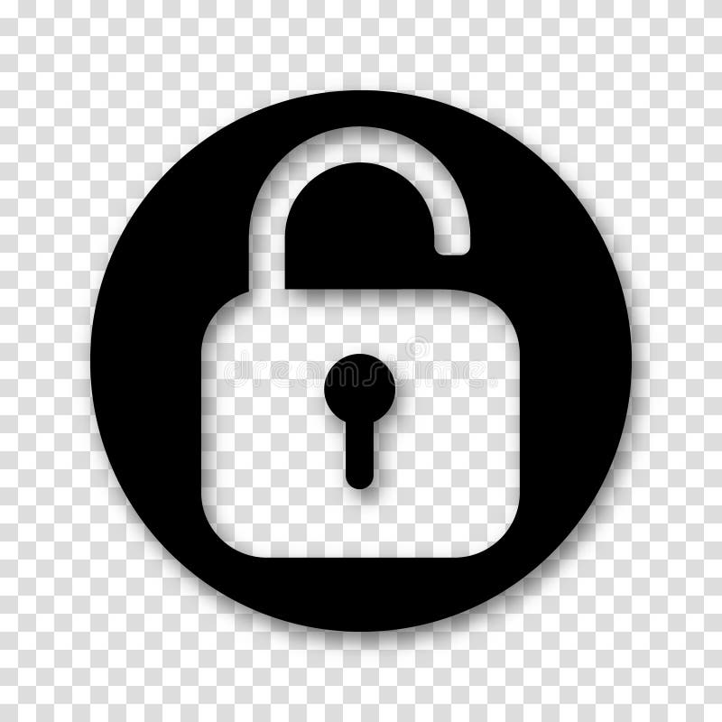 Black Unlock Padlock Icons on a Transparent Background. Vector ...