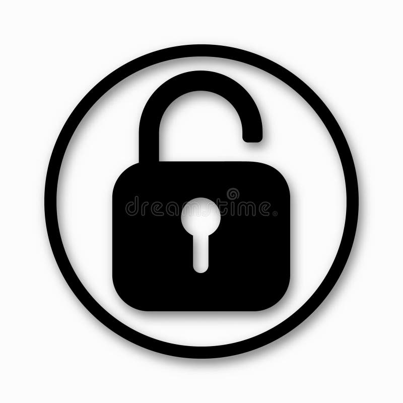 Black Unlock Padlock Icons on a White Background. Vector Sign ...