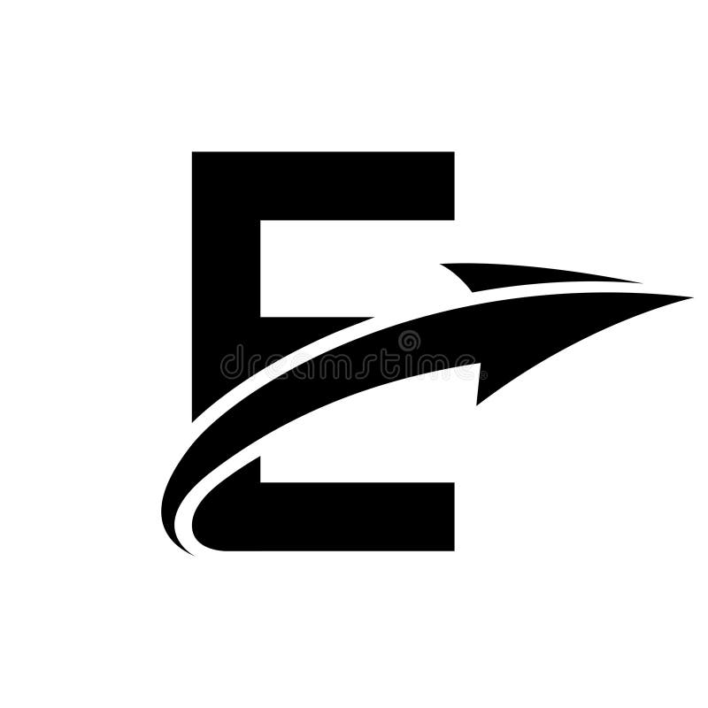 Black Uppercase Letter E Icon with an Arrow Stock Vector - Illustration ...