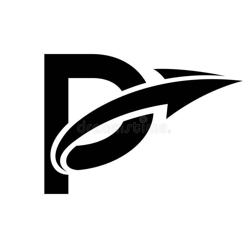Black Uppercase Letter P Icon with an Arrow Stock Vector - Illustration ...