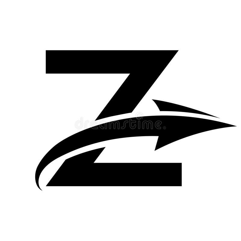 Black Uppercase Letter Z Icon with an Arrow Stock Vector - Illustration ...