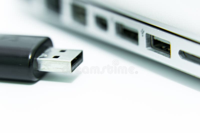 Black USB Being Plugged in Computer Laptop for Copy and Transfer Stock ...