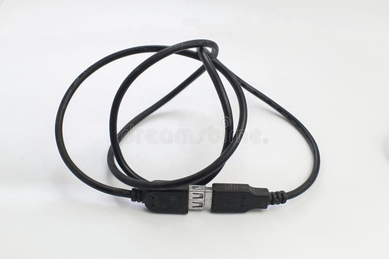 Black USB Cable with Connectors at Both Ends Stock Image - Image of ...