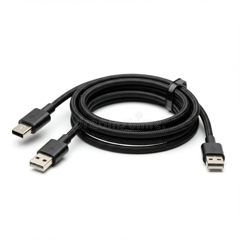 Black USB Cable Featuring a Braided Exterior for Durability and ...