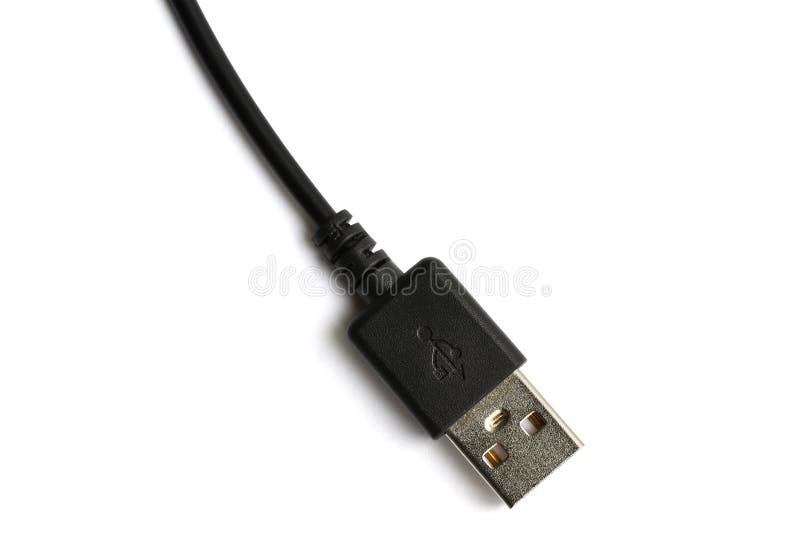 Black USB Cable Plug Isolated on White Background Stock Image - Image ...
