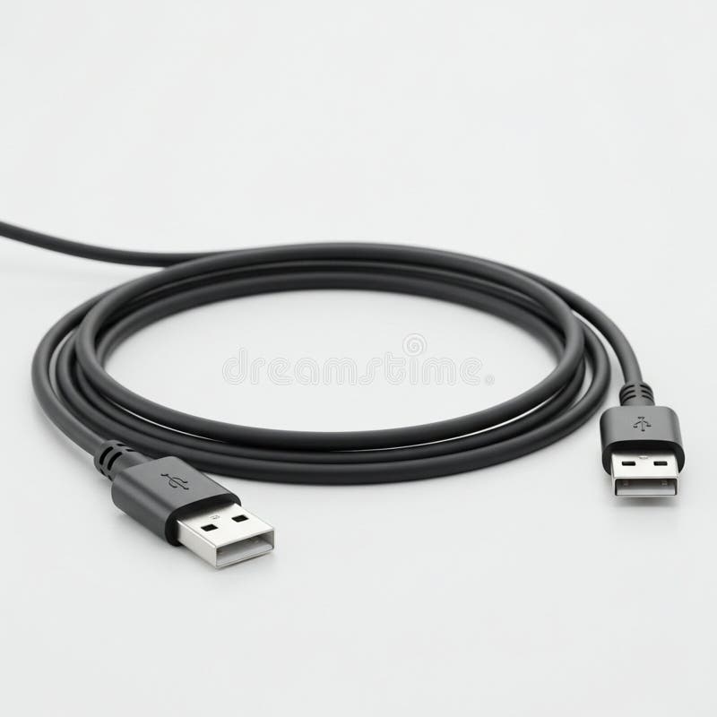 Black USB Cable with Standard Type-a Connectors at Both Ends. the Cable ...