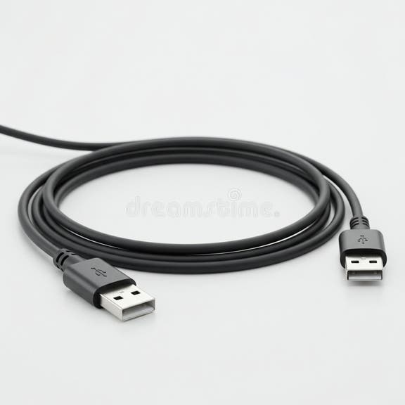 Black USB Cable with Standard Type-a Connectors at Both Ends. the Cable ...