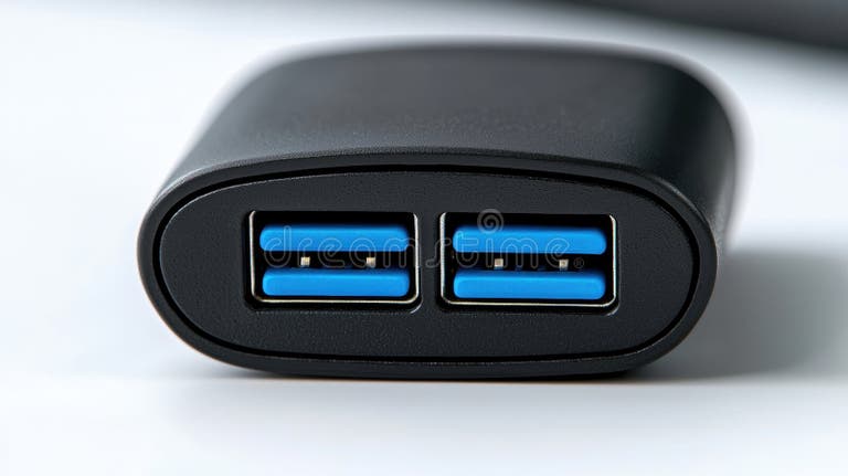 A Black USB Cable with Two Blue Ports. Stock Photo - Image of angle ...