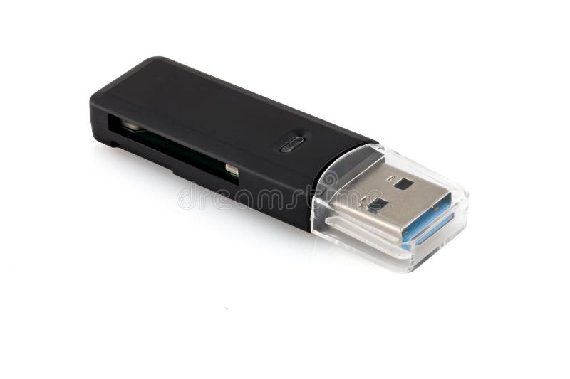 Black USB Card Reader Isolated on White Background Stock Image - Image ...