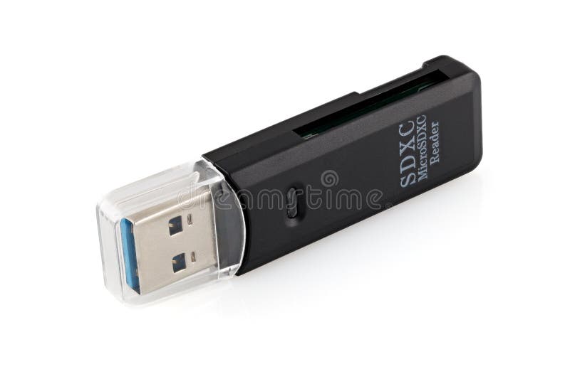 Black USB Card Reader Isolated on White Background Stock Photo - Image ...