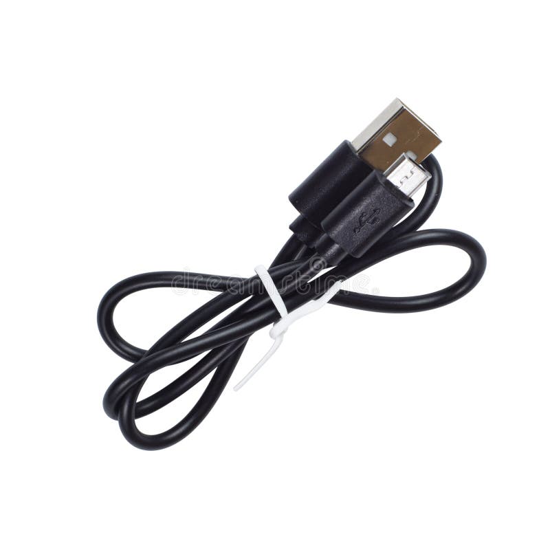 Black Usb Data Cable for Gadget on White Stock Photo - Image of device ...
