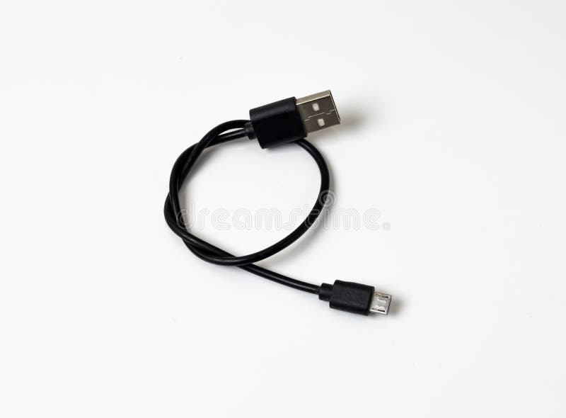 Black Usb Data Cable on White Background Stock Photo - Image of connect ...