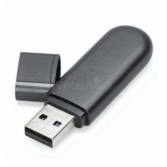 Black Usb Drive on White Background Stock Illustration - Illustration ...