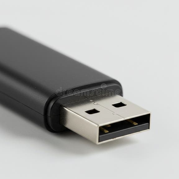 Black USB Flash Drive Featuring a Rectangular Metal Connector with Two ...