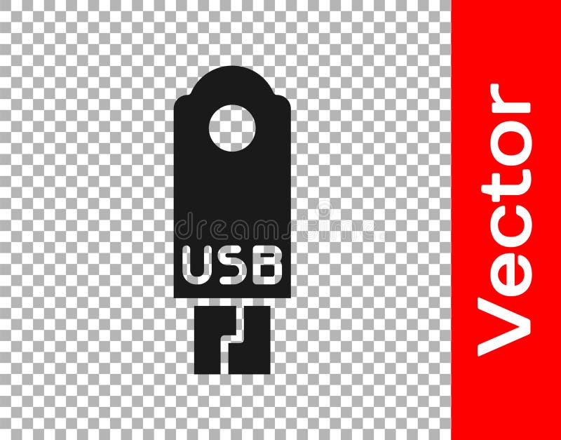 Black USB Flash Drive Icon Isolated on Transparent Background. Vector ...