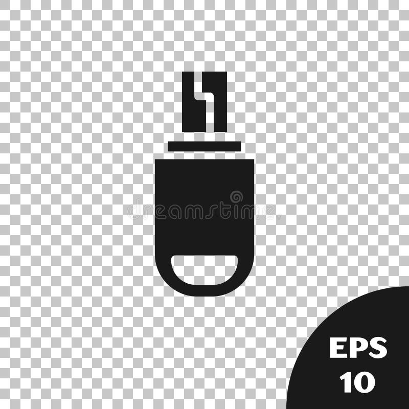 Black USB Flash Drive Icon Isolated on Transparent Background. Vector ...