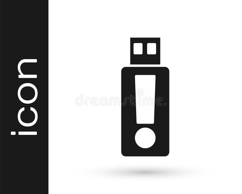 Black USB Flash Drive Icon Isolated on White Background. Vector Stock ...