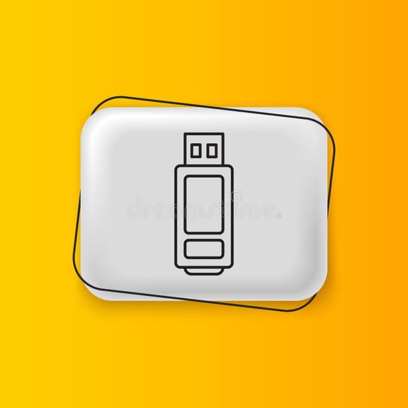 Black USB Flash Drive Icon Isolated on Yellow Background. Silver ...
