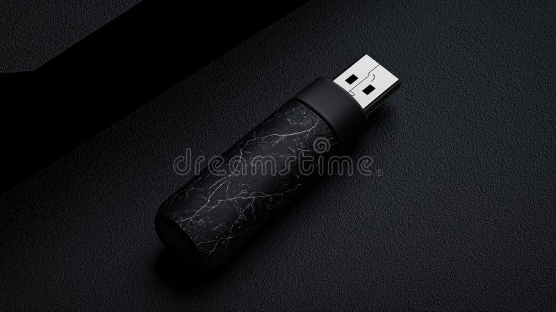 A Black USB Flash Drive with a Marble Pattern. Stock Image - Image of ...