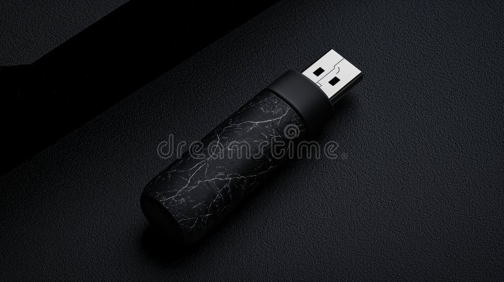 A Black USB Flash Drive with a Marble Pattern. Stock Image - Image of ...