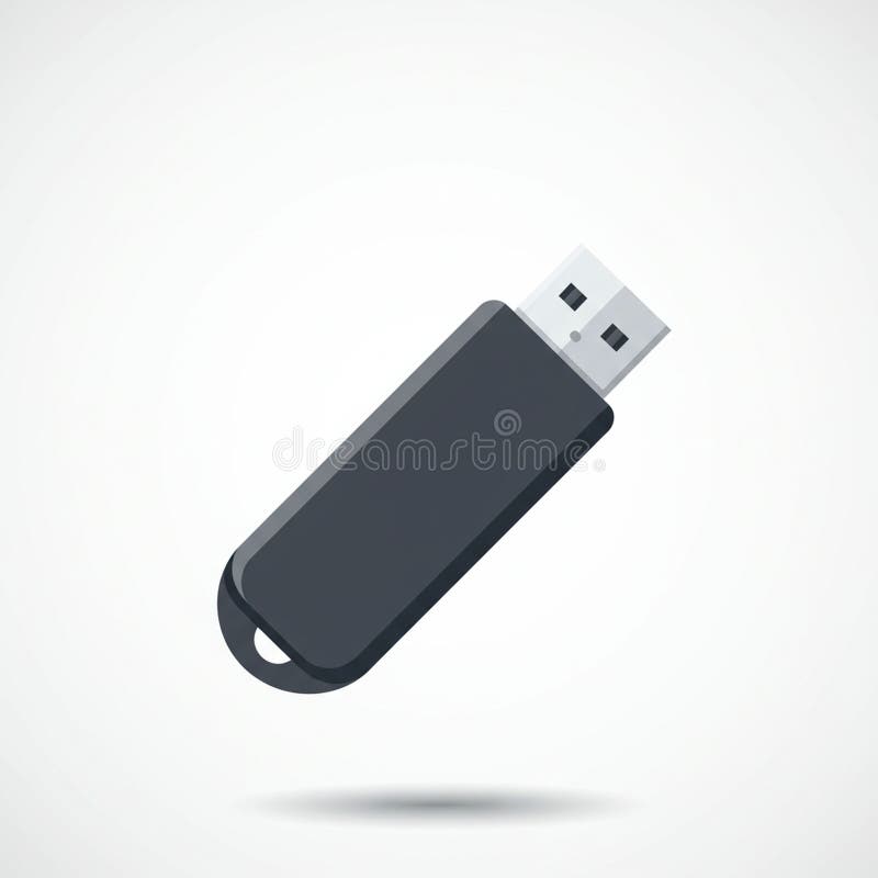 A Black USB Flash Drive with a Metallic Connector is Shown. Its ...