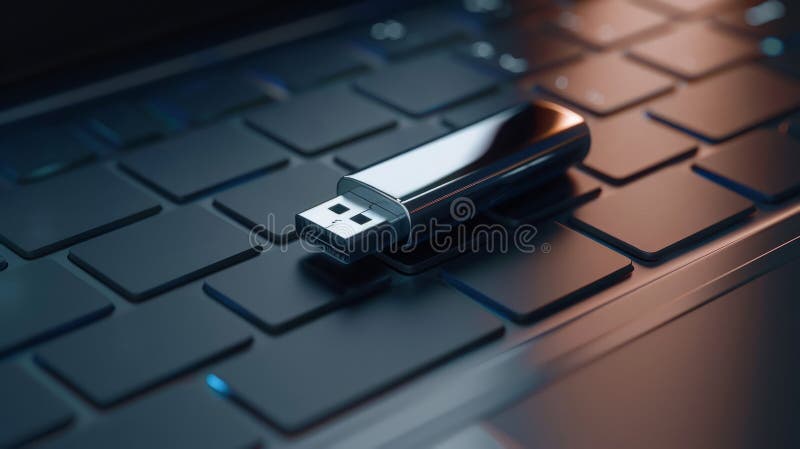 Black Usb Flash Drive Placed Laptop Keyboard Stock Photos - Free ...
