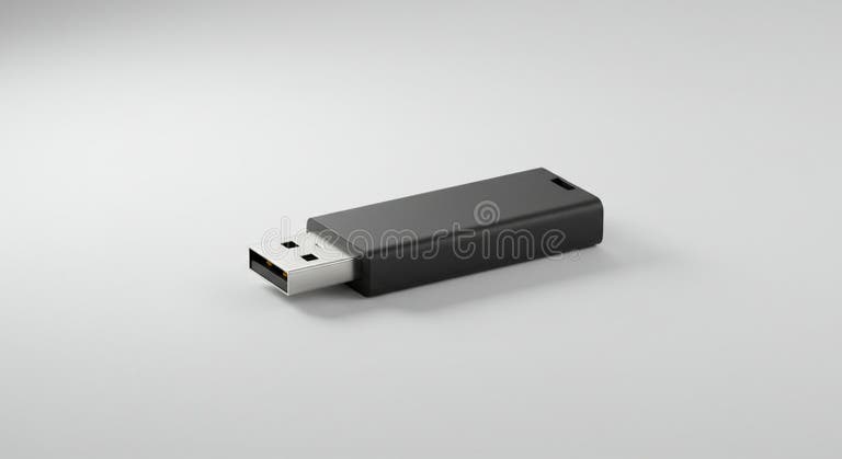 Black USB Flash Drive with a Rectangular Shape and Silver Connector ...