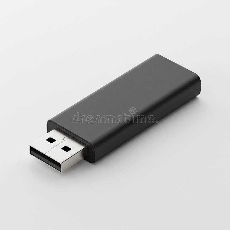 A Black USB Flash Drive with a Rectangular Shape and Smooth Texture ...