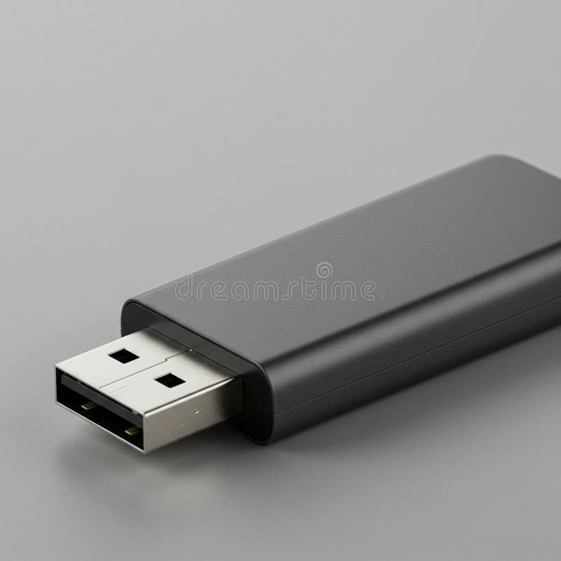 A Black USB Flash Drive with a Sleek, Rectangular Body and a Metal ...