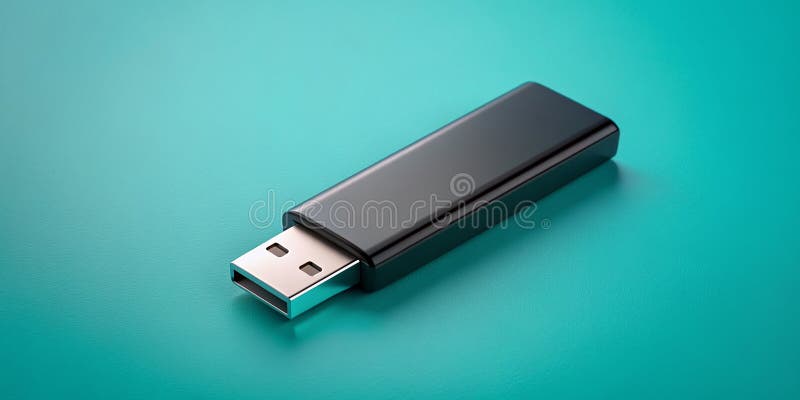 A Black USB Flash Drive on a Teal Background Generative by AI Stock ...
