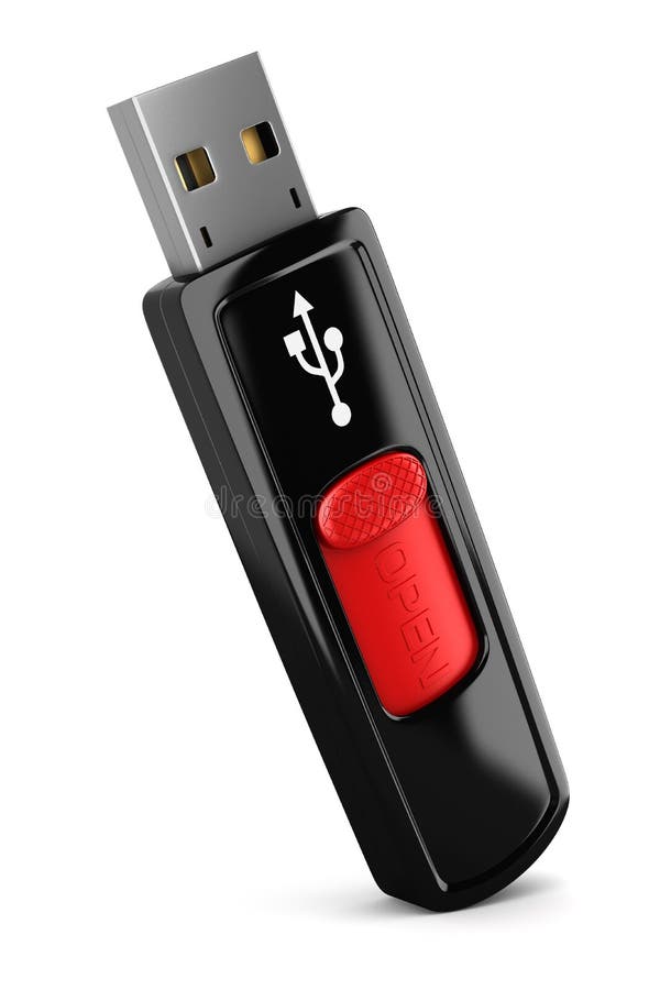 Black USB flash drive stock illustration. Illustration of hand - 47598832