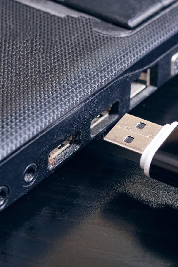 Black USB Flashcard and Laptop Close Up Stock Photo - Image of laptop ...