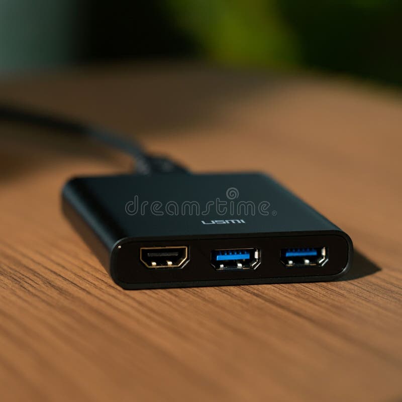 Black USB Hub Featuring One HDMI Port and Three USB 3.0 Ports ...