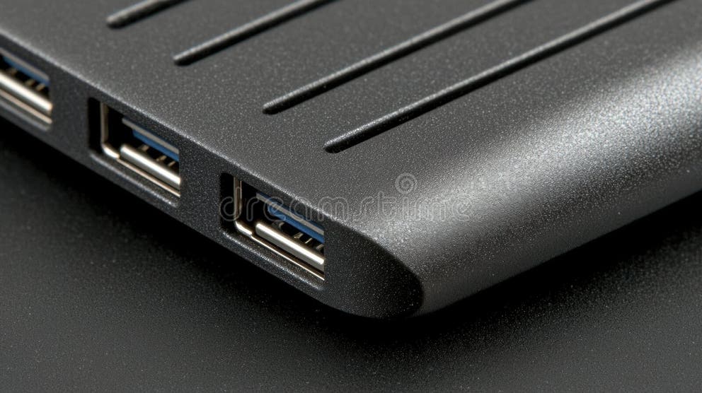 A Black USB Hub with Three USB Ports. Stock Image - Image of power ...