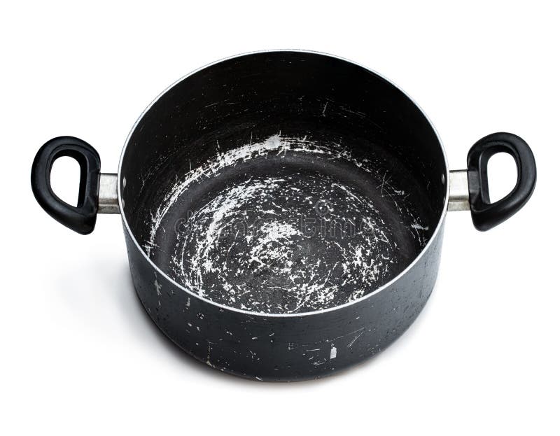 Black Used Pot Isolated on White Stock Photo - Image of handle ...