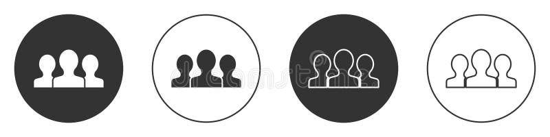 Set Users Group Icon Isolated on Black and White Background. Group of ...