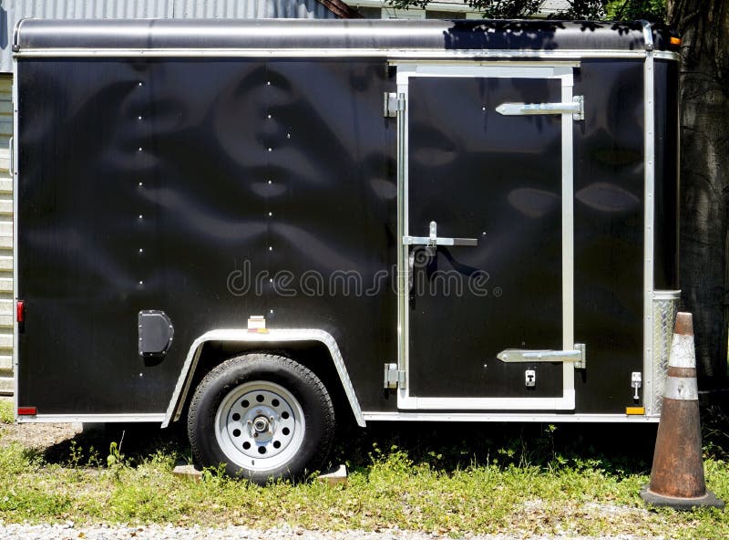 Black utility trailer stock photo. Image of trailer - 187275574