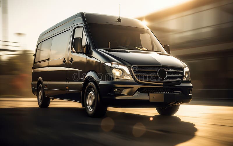 Black Van Driving on a Road. Created by Generative Artificial ...