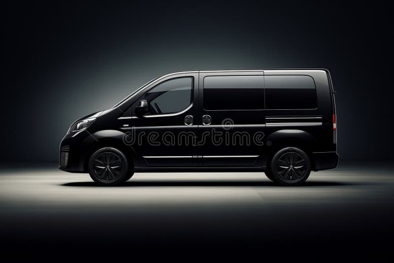 Sleek Black Van in Studio Lighting, Side View, Mockup, City Space Stock ...
