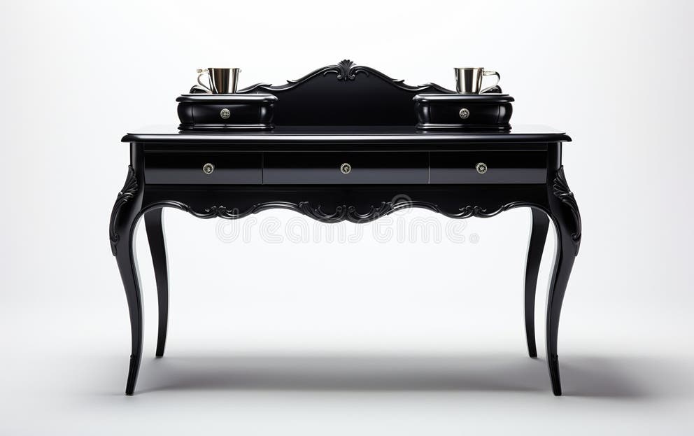 Black Vanity Table on a White Background -Generative Ai Stock ...