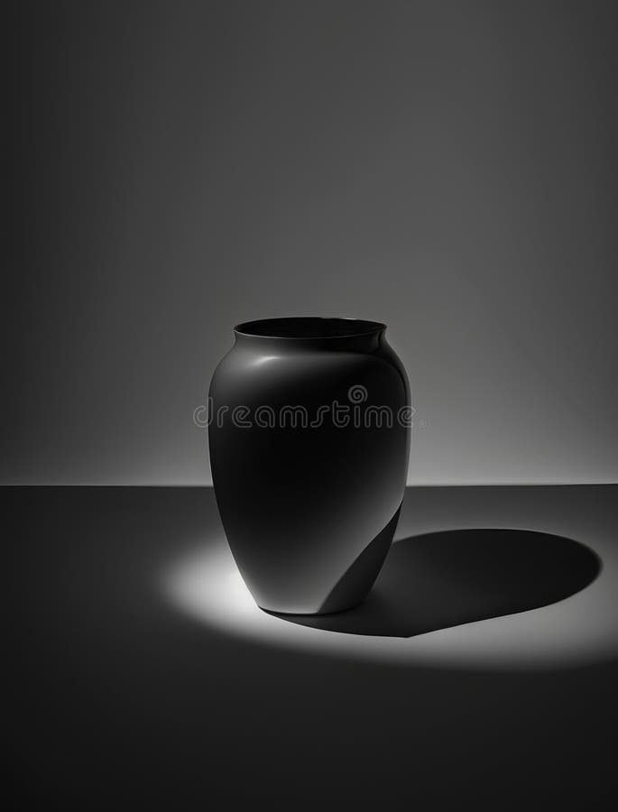 Black Vase with Shadow on the Floor. 3D Rendering Stock Illustration ...
