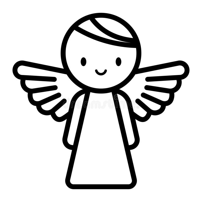 Black Vector Angel Icon on White Background Stock Vector - Illustration ...