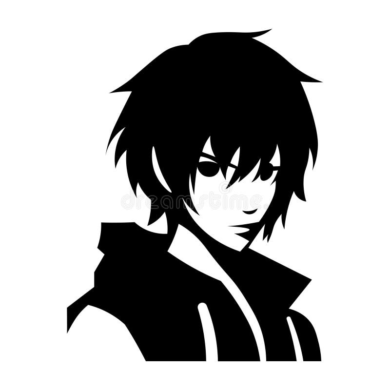 Black Vector Anime Boy Icon on White Background Stock Vector ...
