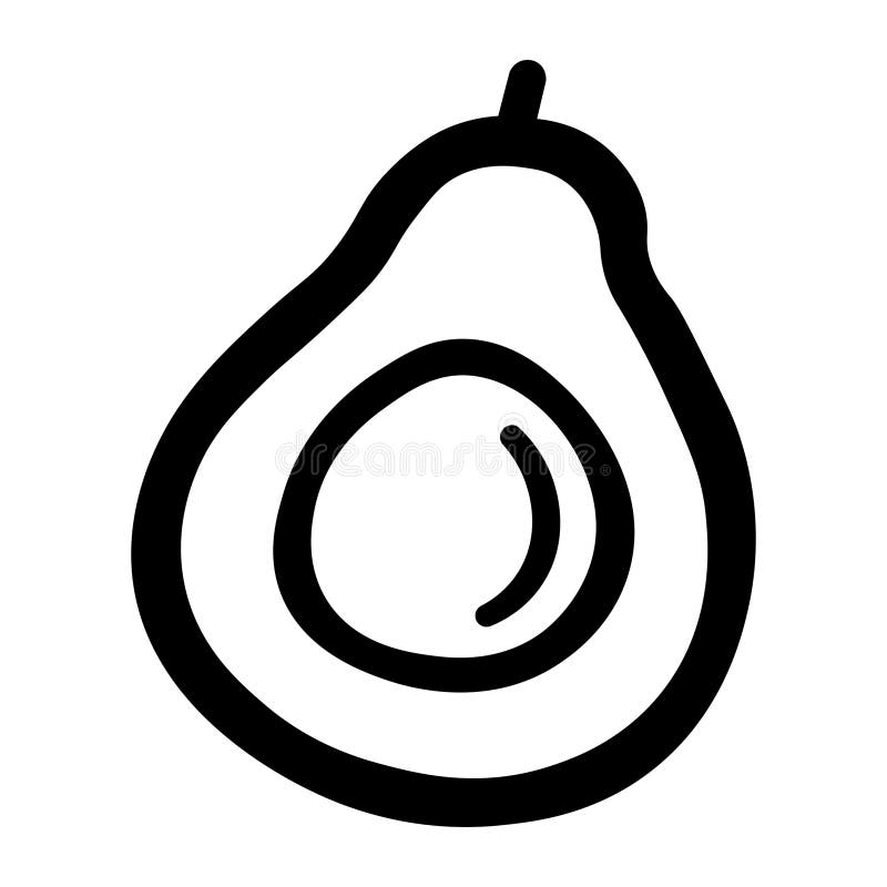 Black Vector Avocado Icon on White Background Stock Vector ...