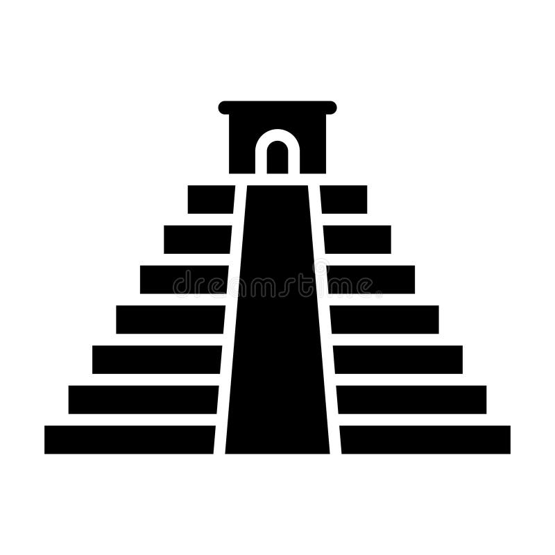 Black Vector Aztec Temple Icon on White Background Stock Vector ...