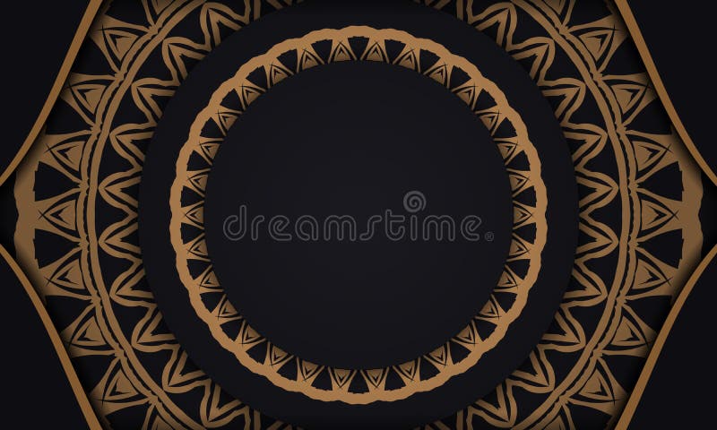 Black Vector Banner with Ornaments and Place for Your Text and Logo ...