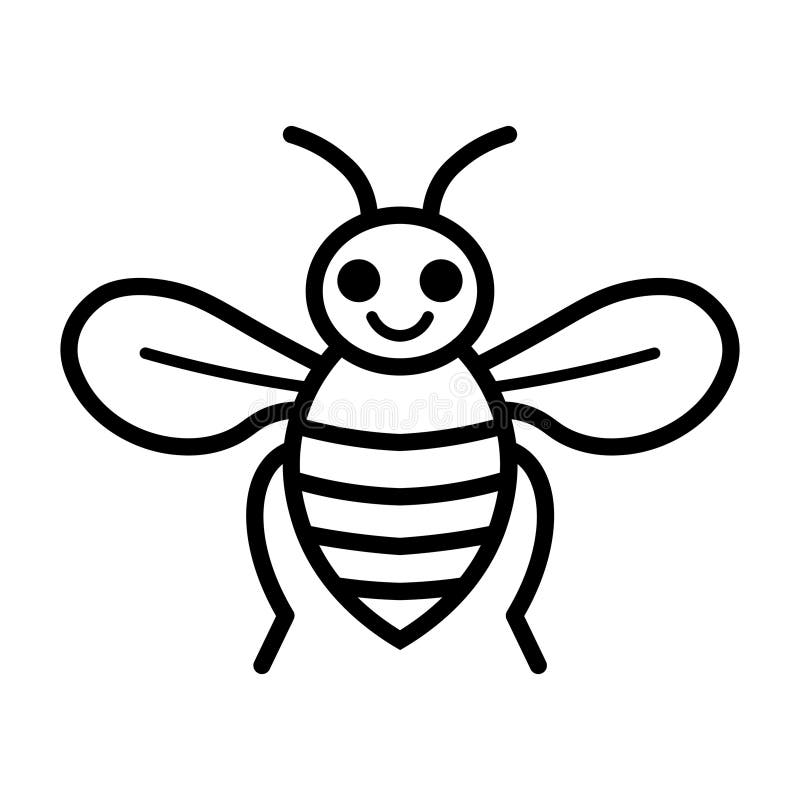 Black Vector Bee Icon on White Background Stock Vector - Illustration ...